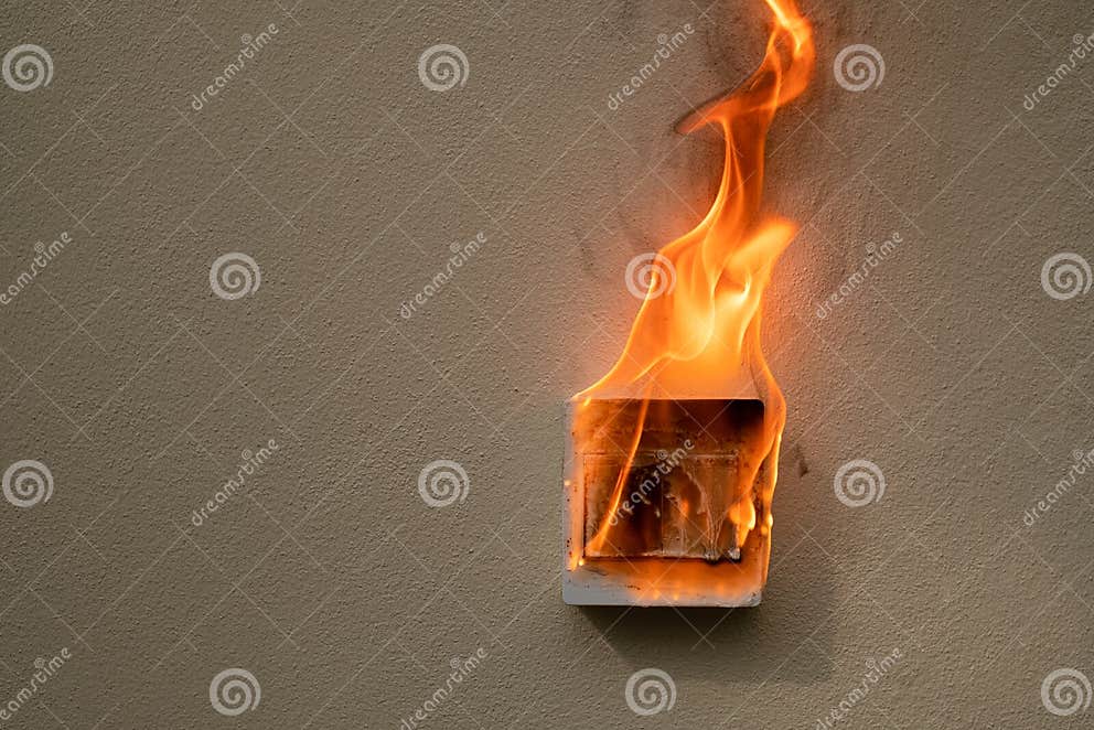 On Fire Switch Electric Shock Stock Photo - Image of circuit, concrete ...