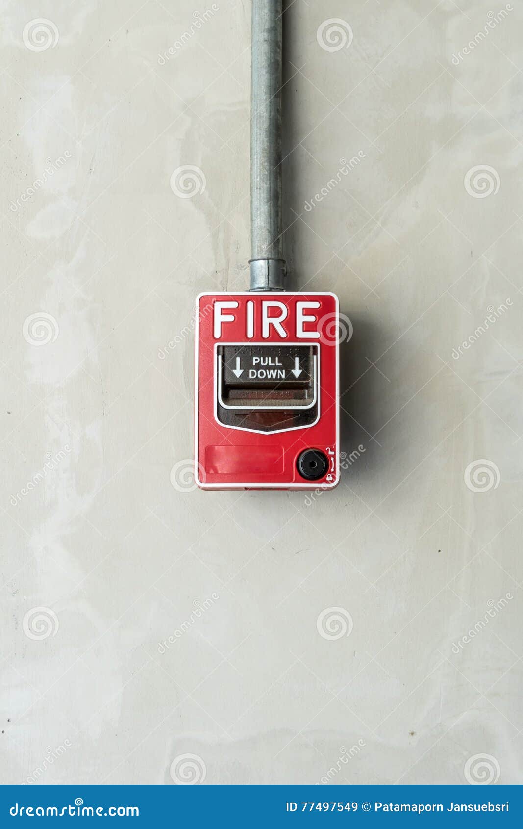 Fire switch on wall stock image. Image of button, office - 77497549