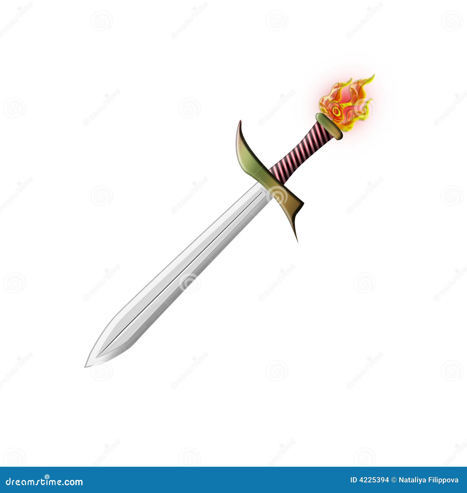 Fire sword stock illustration. Illustration of steel, forces - 4225394