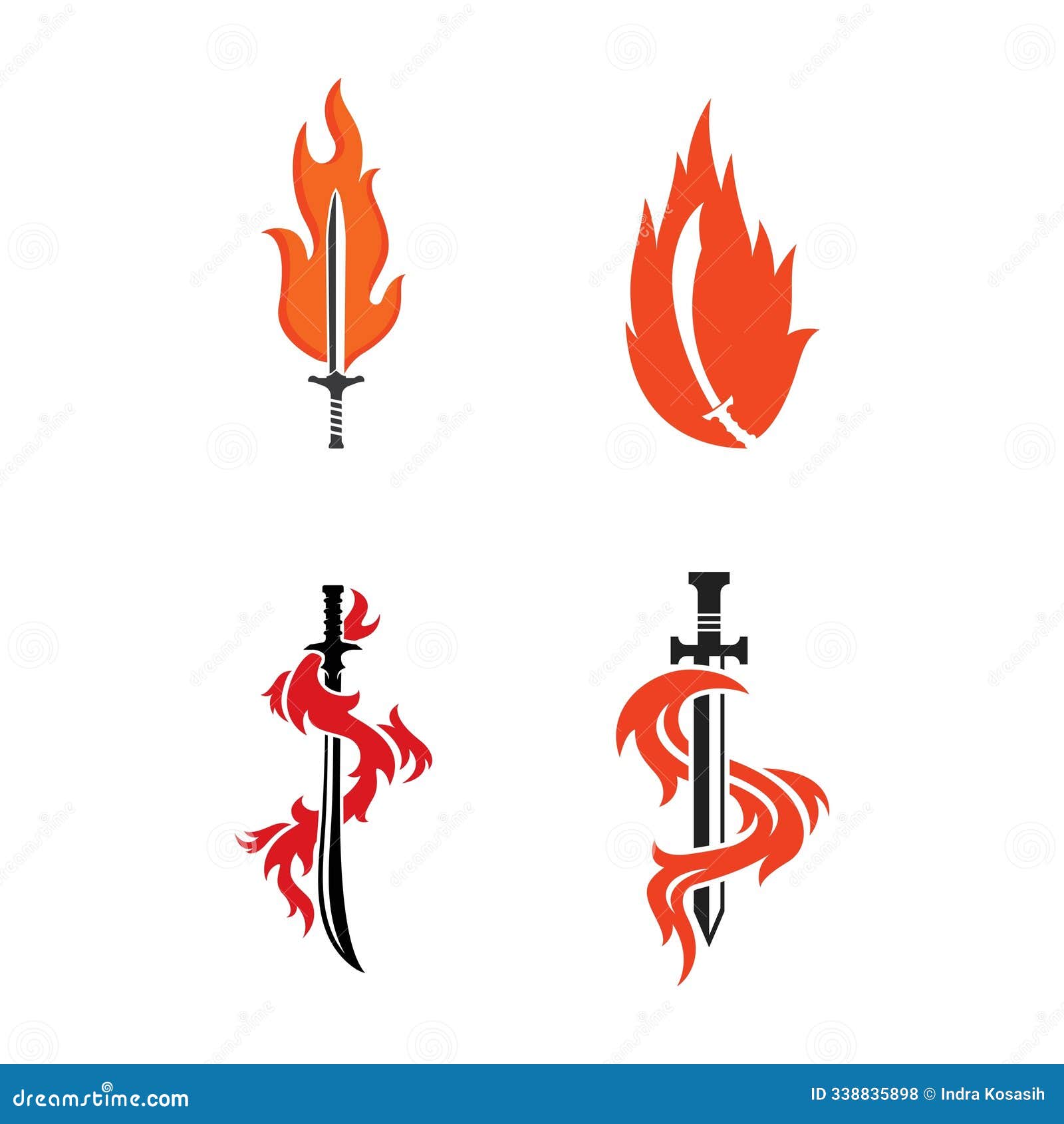 Fire Sword Logo Vector Icon Illustration Stock Vector - Illustration of ...