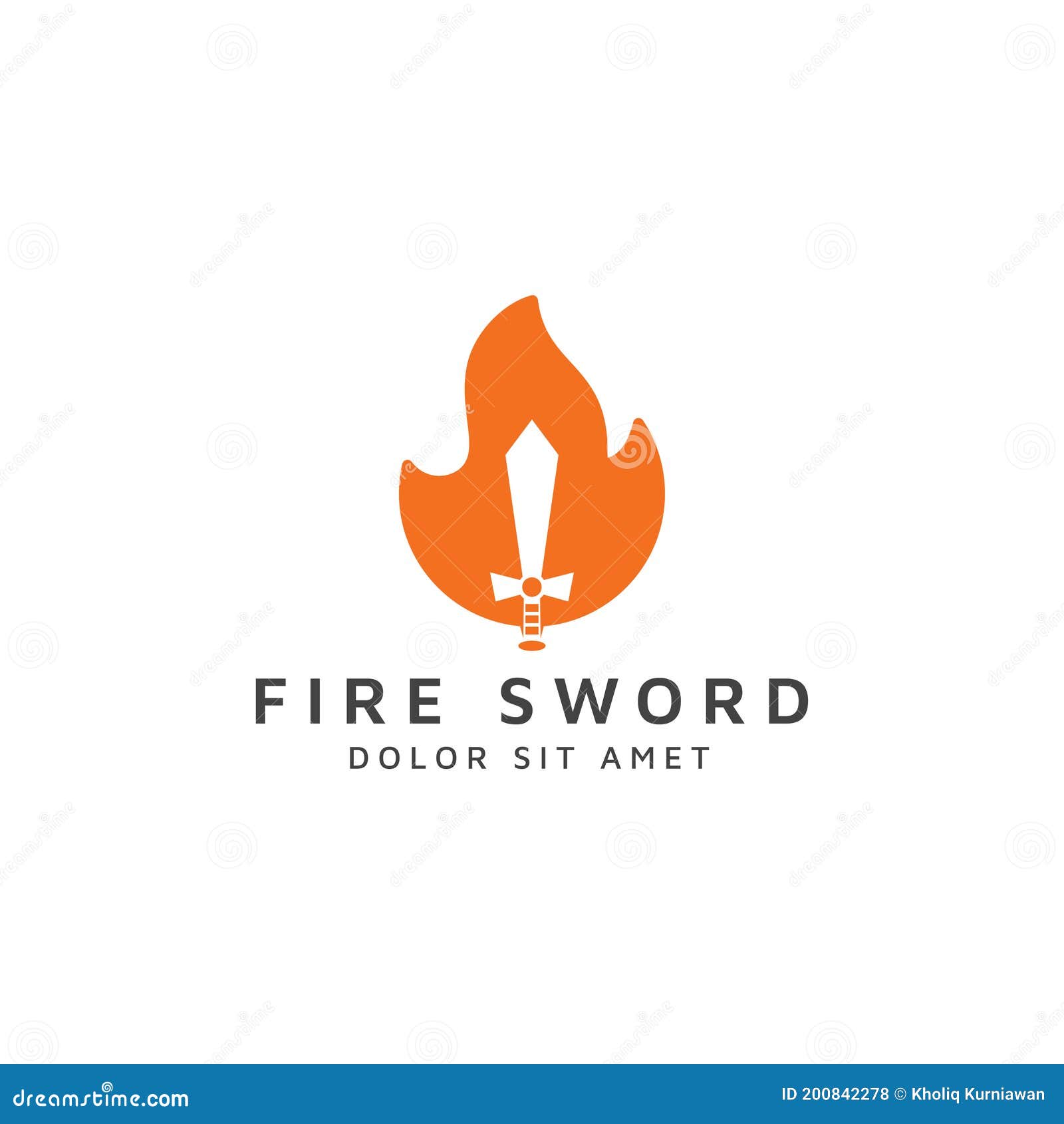 Fire and Sword Negative Space Logo Design Stock Vector - Illustration ...