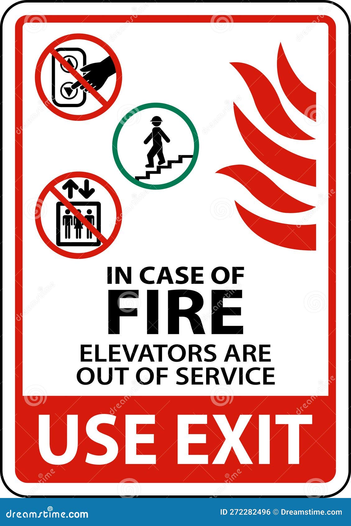Fire Symbol Do Not Use Elevators, Use Stairs Symbols Vector ...