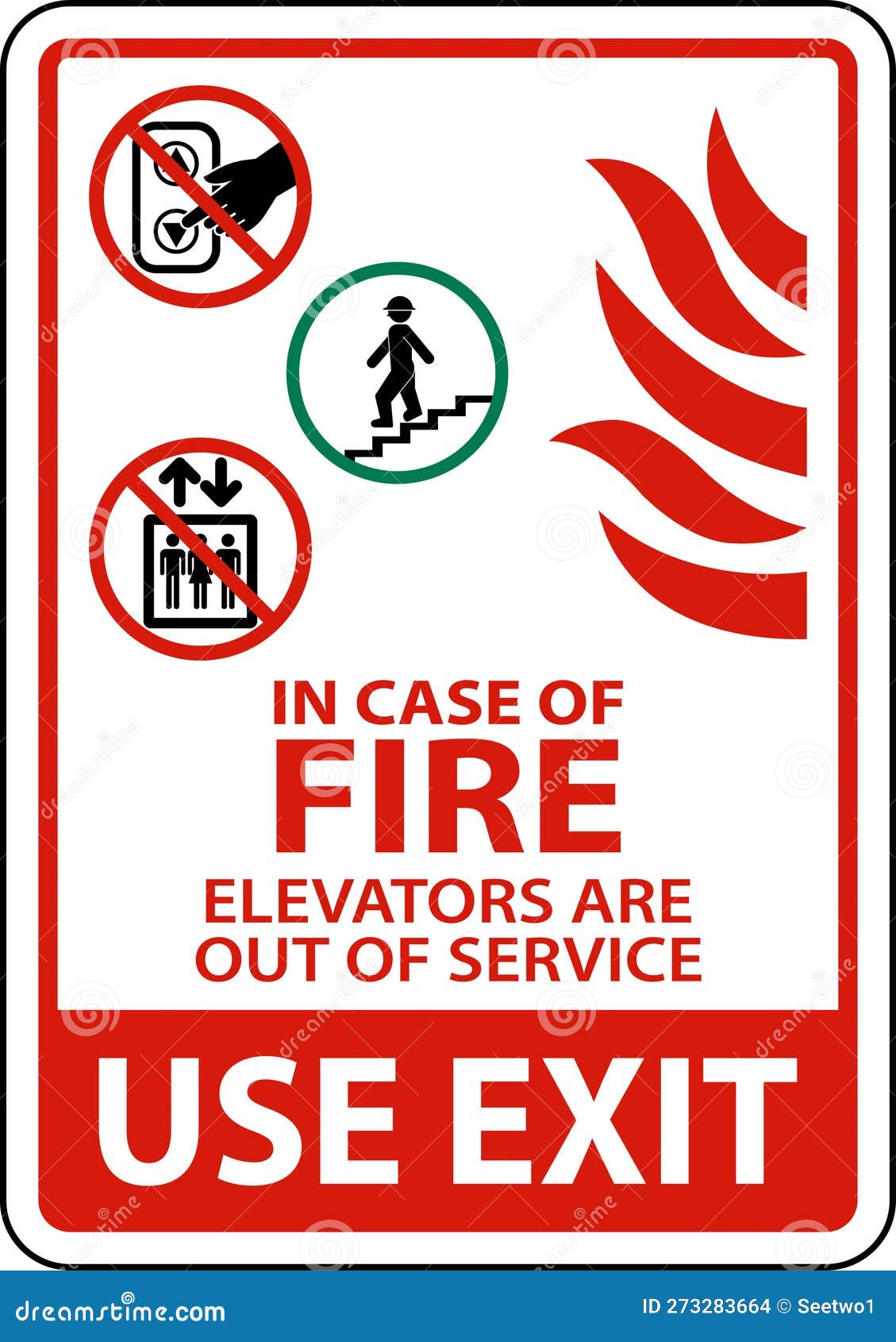 Fire Symbol Do Not Use Elevators, Use Stairs Symbols Vector ...