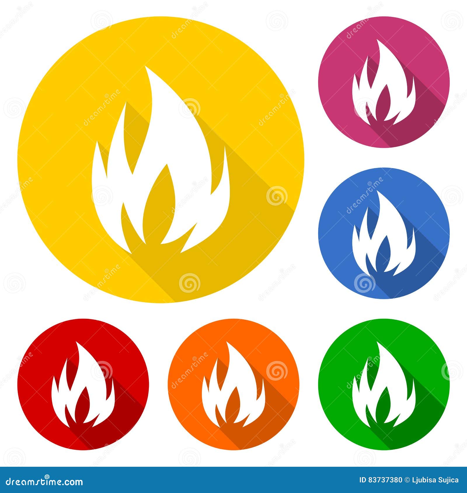 Fire Symbols Icon Set with Long Shadow Stock Vector - Illustration of ...