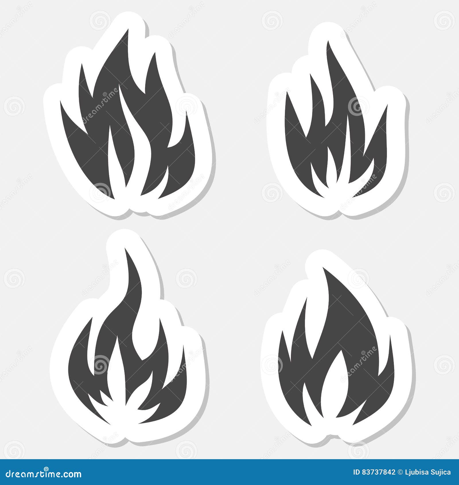 Fire symbols stickers set stock vector. Illustration of attention ...