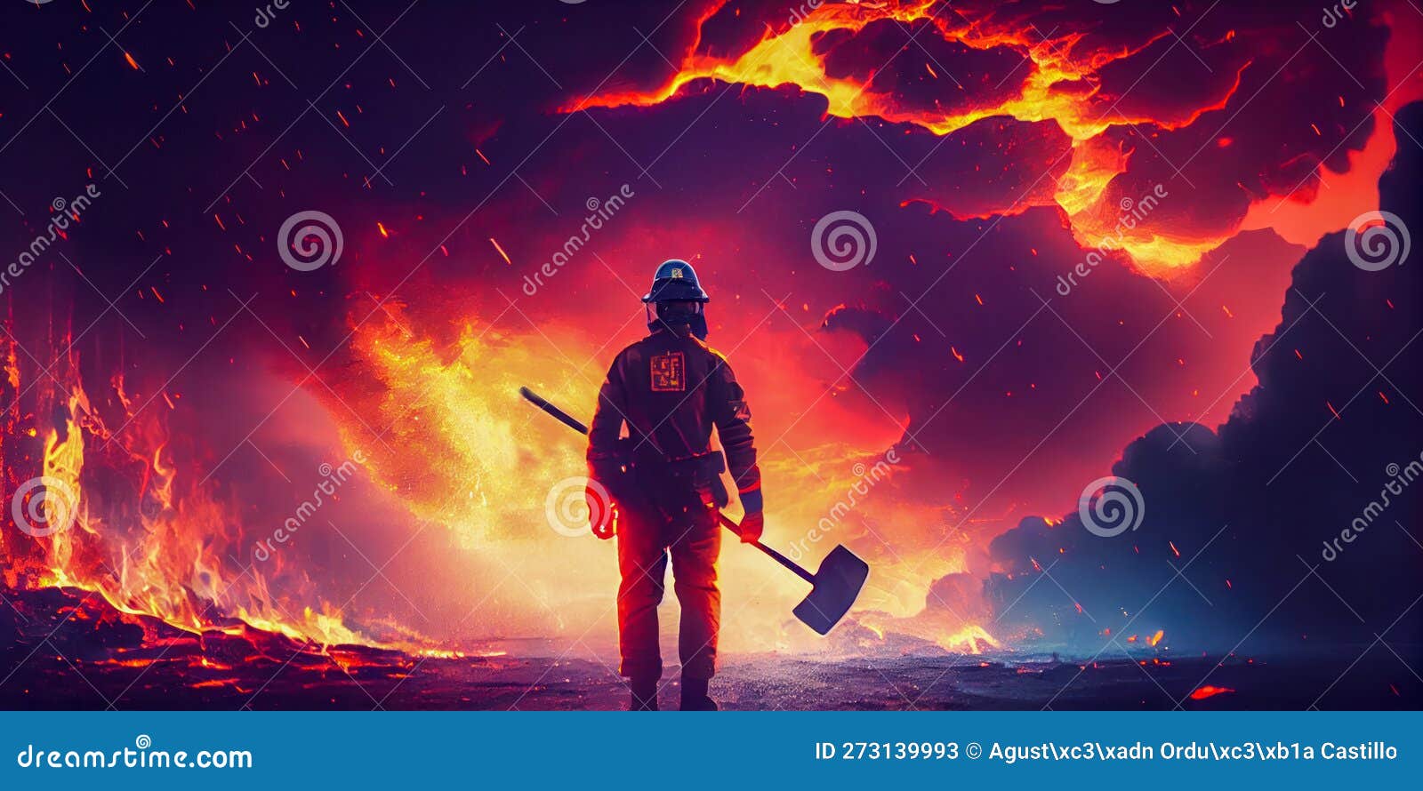 The Fire Team Fights a Forest Fire. Ia Generative. Stock Illustration ...