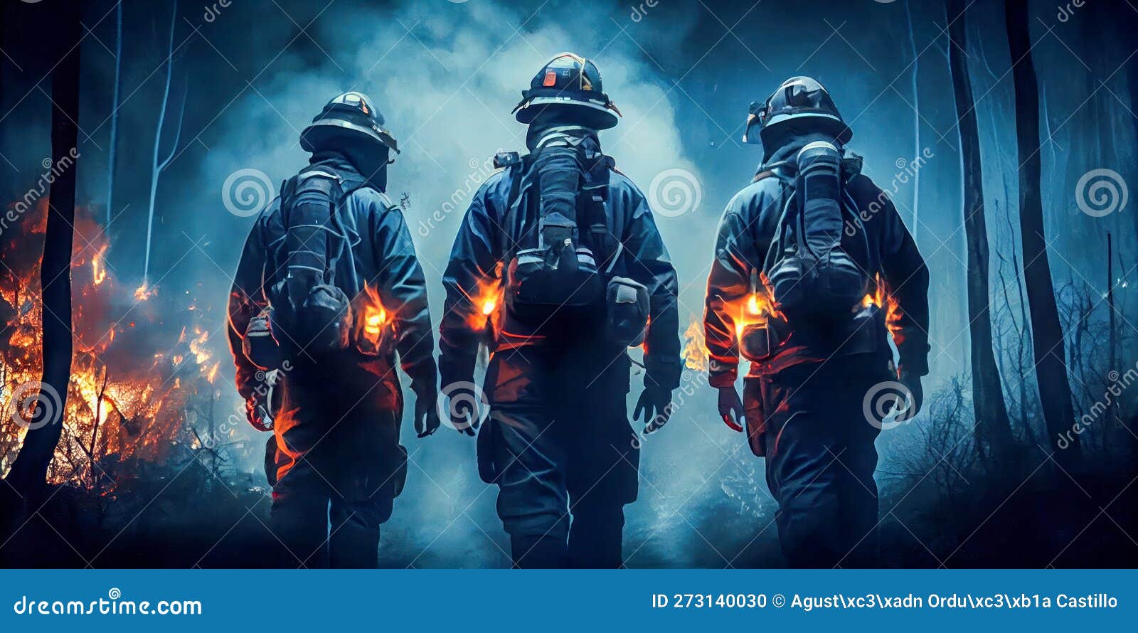 The Fire Team Fights a Forest Fire. Ia Generative. Stock Photo - Image ...