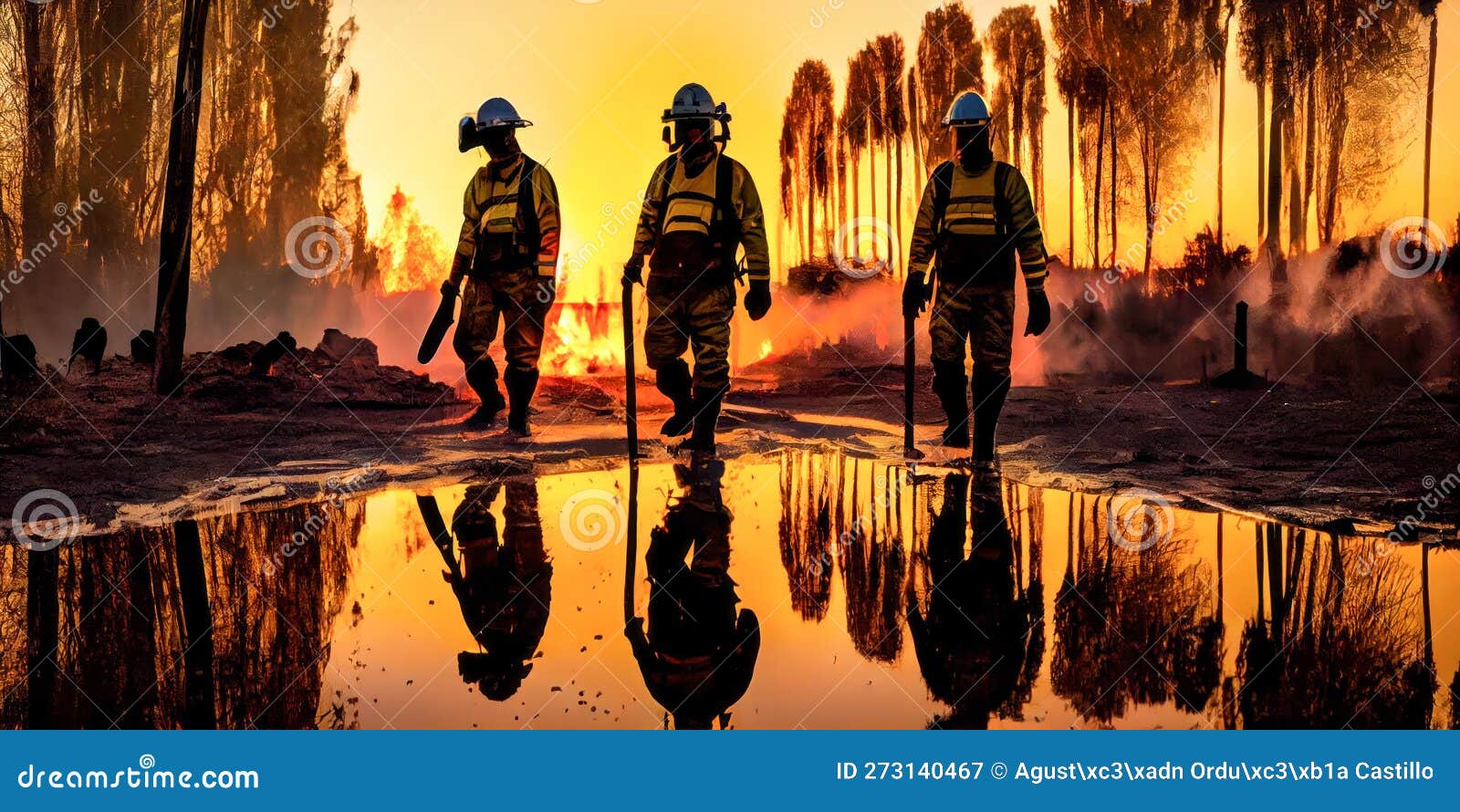 The Fire Team Fights a Forest Fire. Ia Generative. Stock Illustration ...