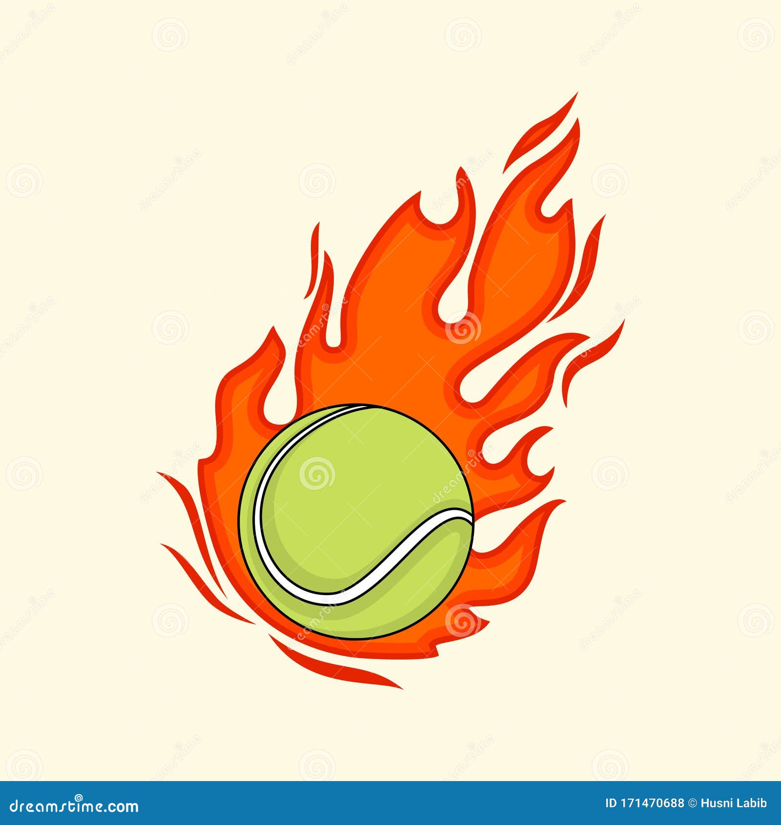 Fire Tennis Ball Vector Illustration Stock Vector - Illustration of ...