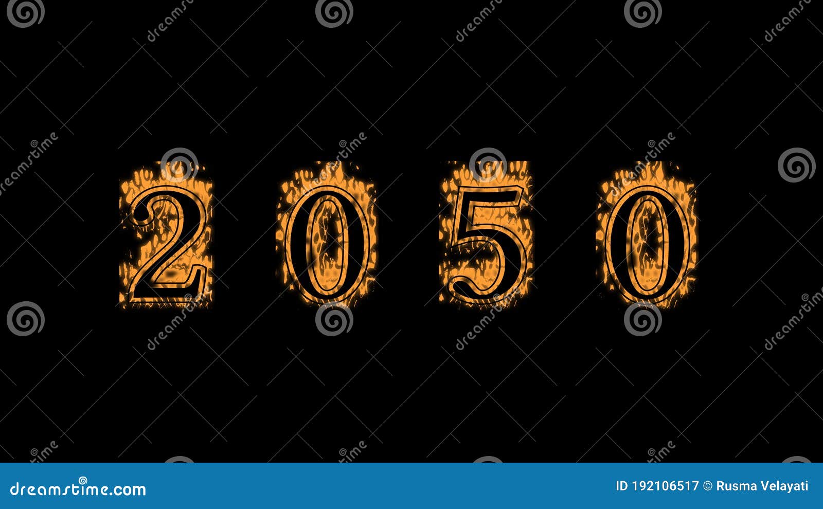2050 Fire Text Effect Black Background Stock Illustration ...
