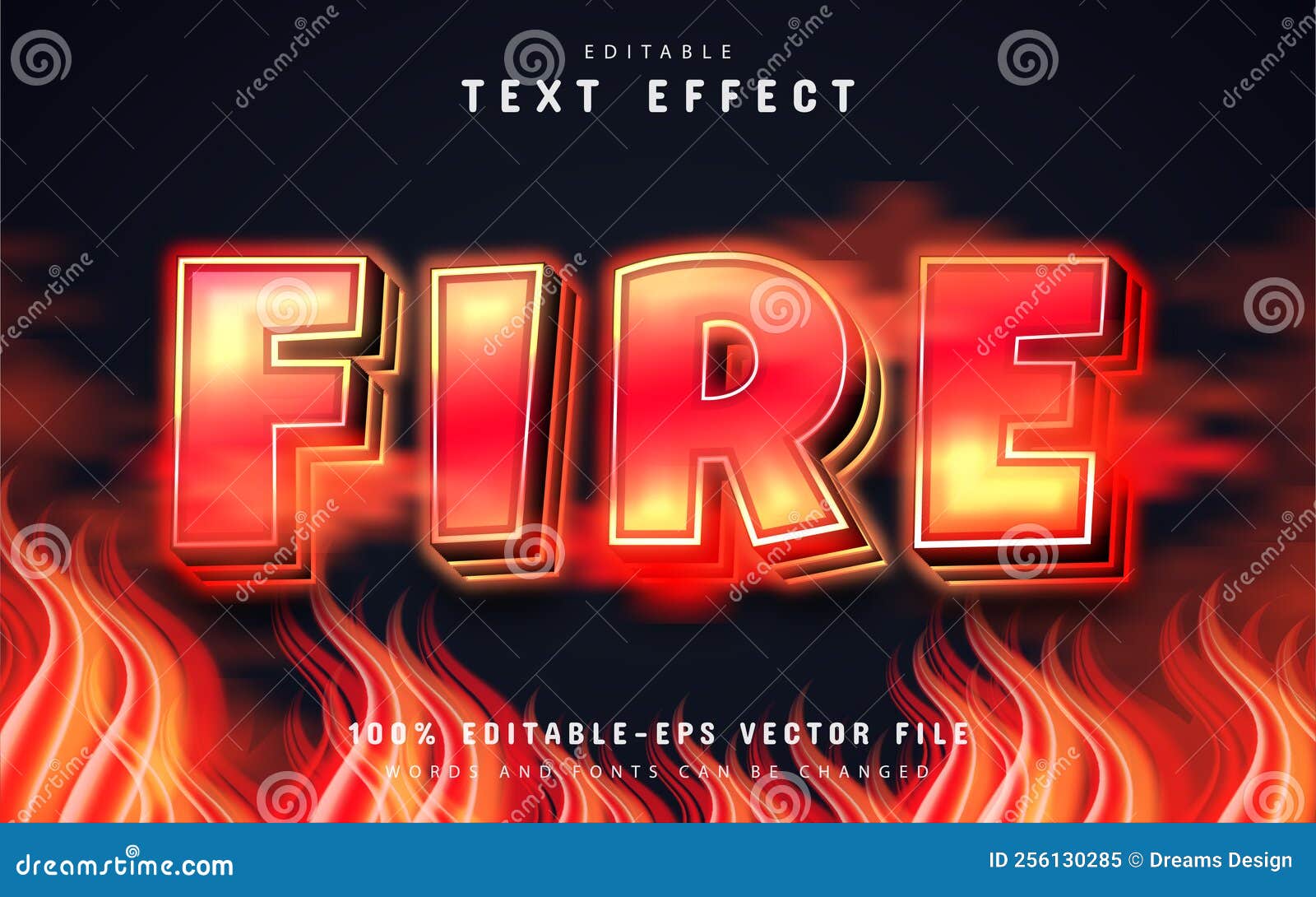 Fire text effect editable stock vector. Illustration of title - 256130285