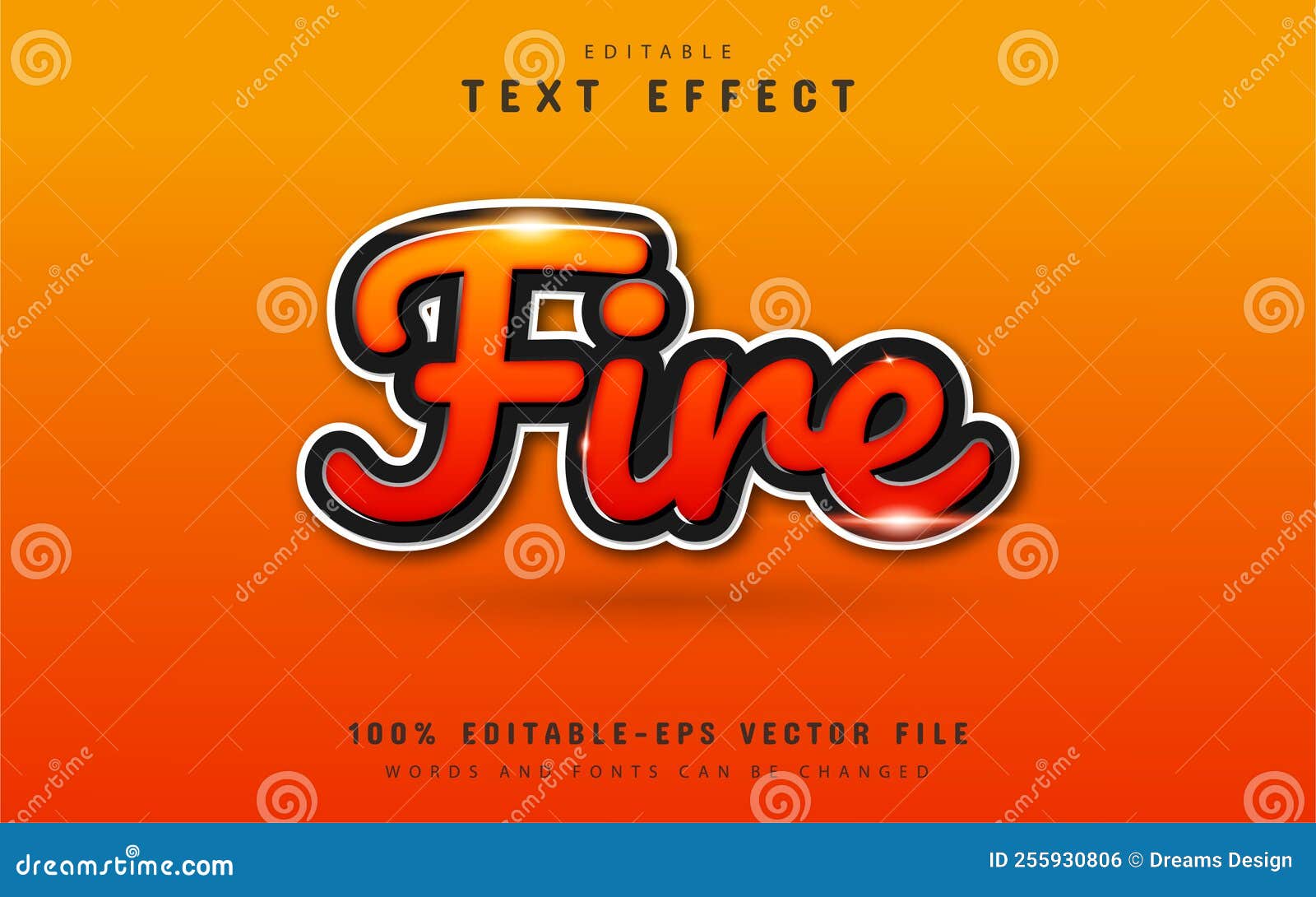 Fire text effect stock vector. Illustration of isolated - 255930806