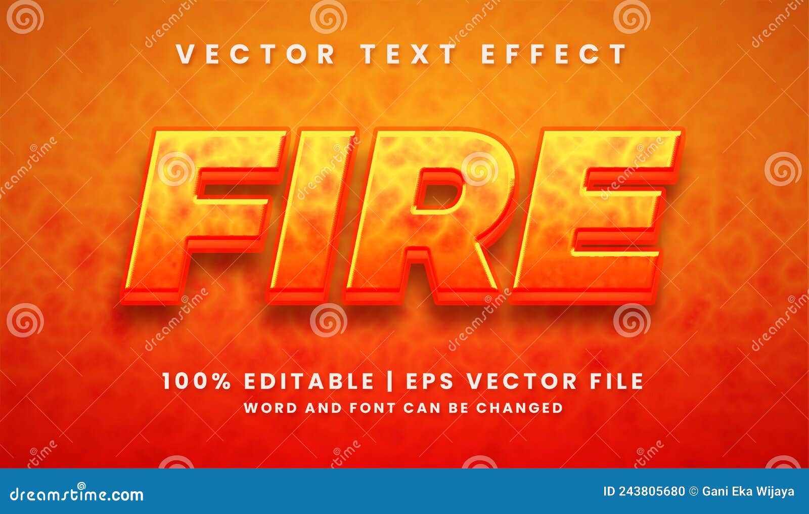 Fire Text Effect Style Template Stock Vector - Illustration of banner ...