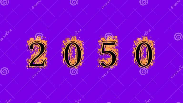 2050 Fire Text Effect Violet Background Stock Illustration ...