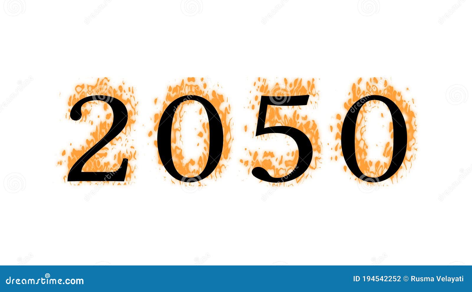 2050 Fire Text Effect White Isolated Background Stock Illustration ...