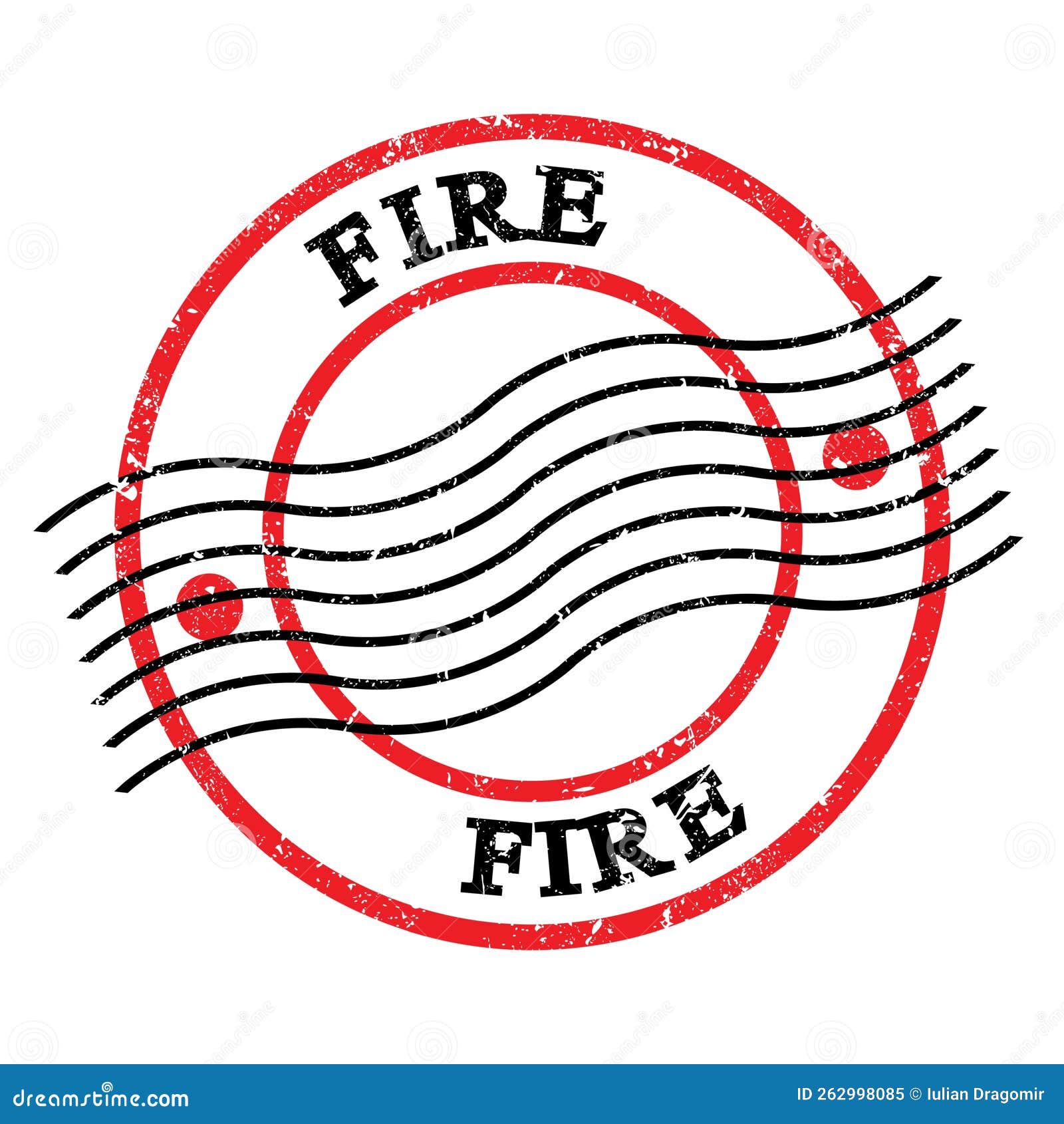 FIRE, Text Written on Red-black Postal Stamp Stock Illustration ...
