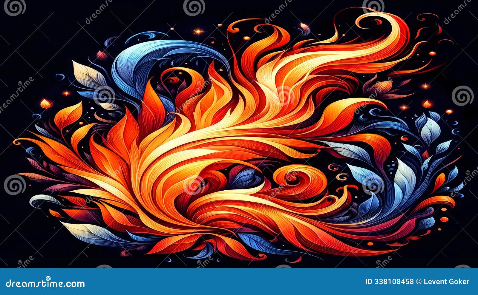 Fire Themed Abstract Illustration on a Black Background. Stock ...