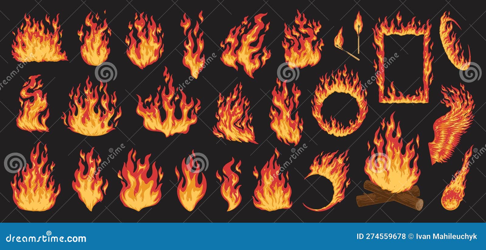 Fire Torch Colorful Set Emblems Stock Vector - Illustration of torch ...