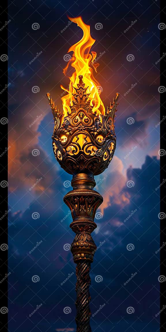A Fire Torch with Flames on Top of it Stock Image - Image of flame ...