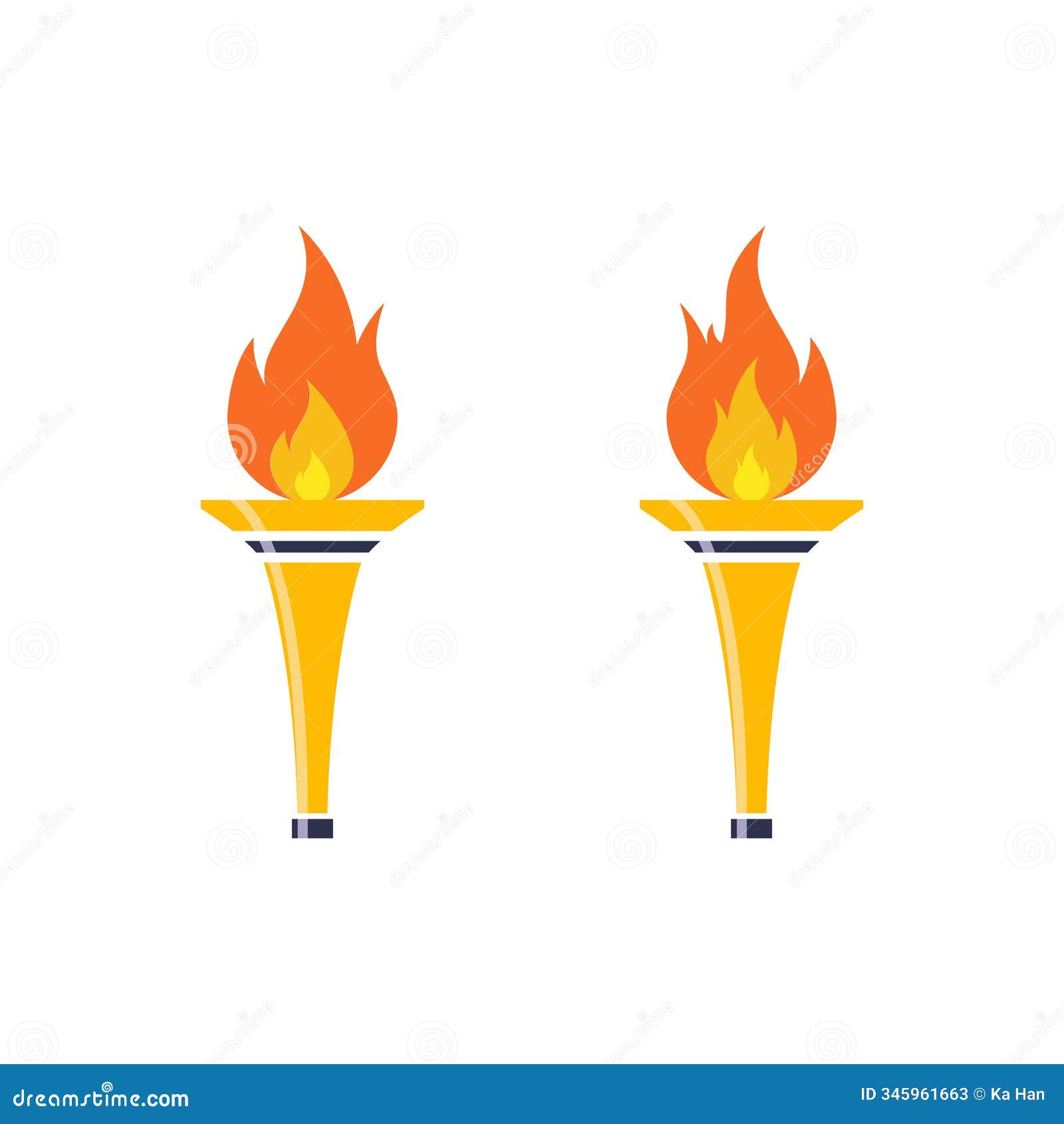 Fire Torch Icon in Flat Design. Sports Torch Flame Sign Symbol Stock ...