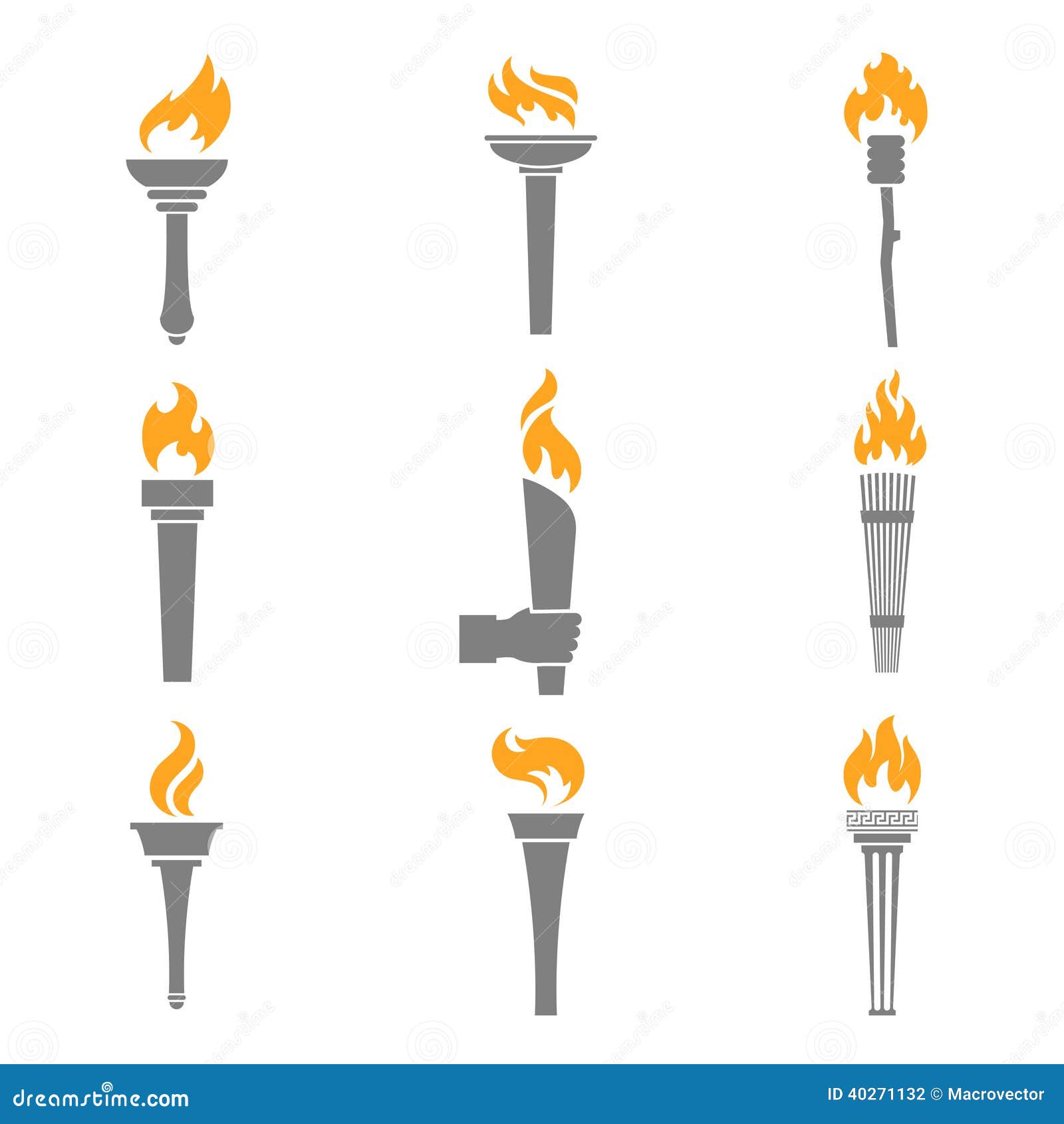Fire Torch Vector Icons, Torches Silhouettes With Flames ...