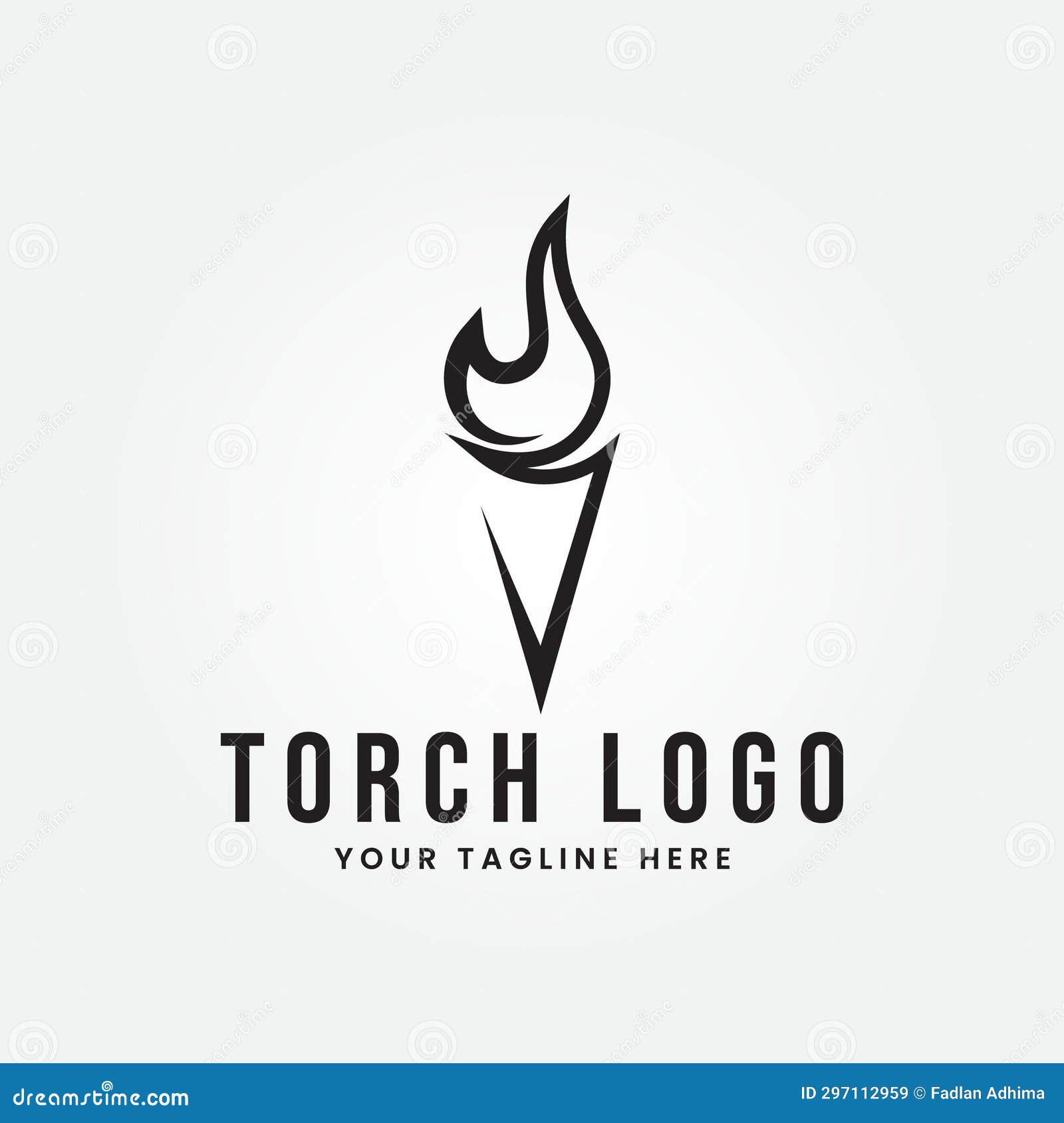 Fire Torch Logo Vector Design, Line Art Logo Minimalist Stock ...