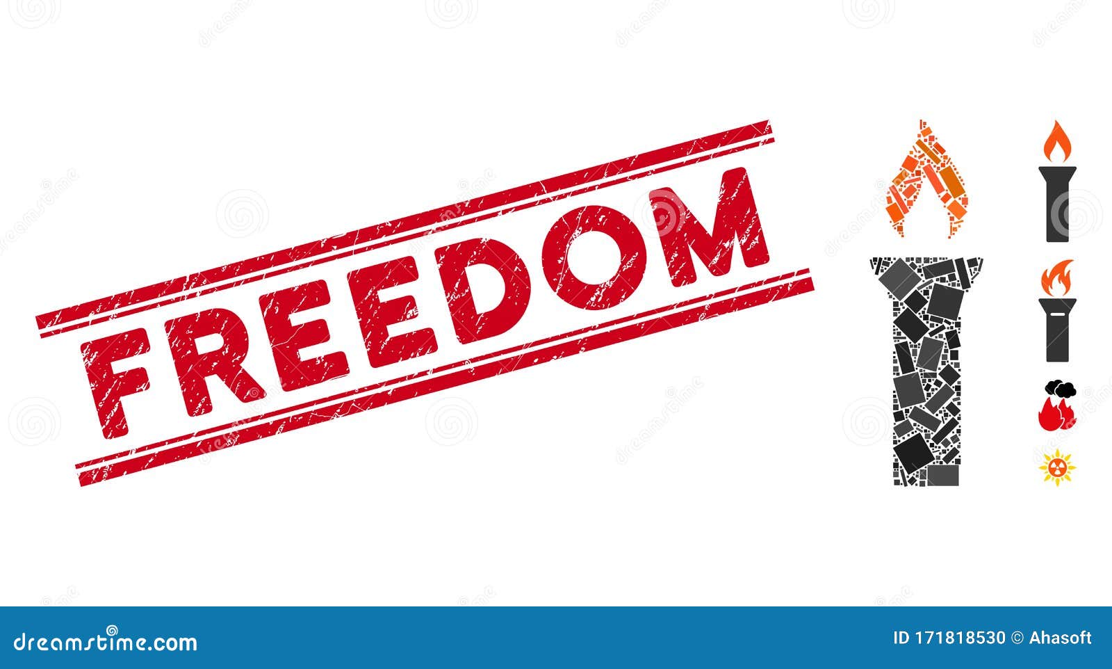 USA Map Mosaic Of Freedom Fire Torch Cartoon Vector | CartoonDealer.com ...