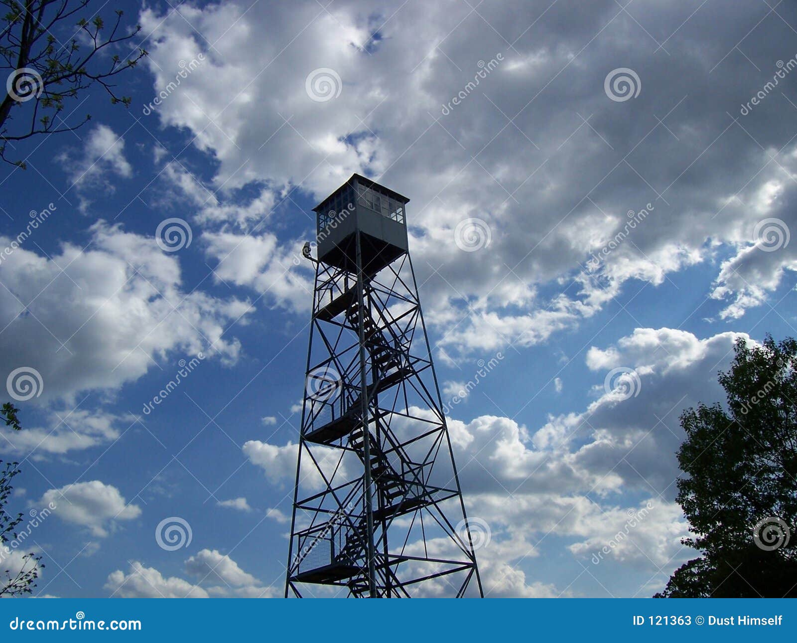 Fire Tower stock image. Image of clouds, tower, forest - 121363