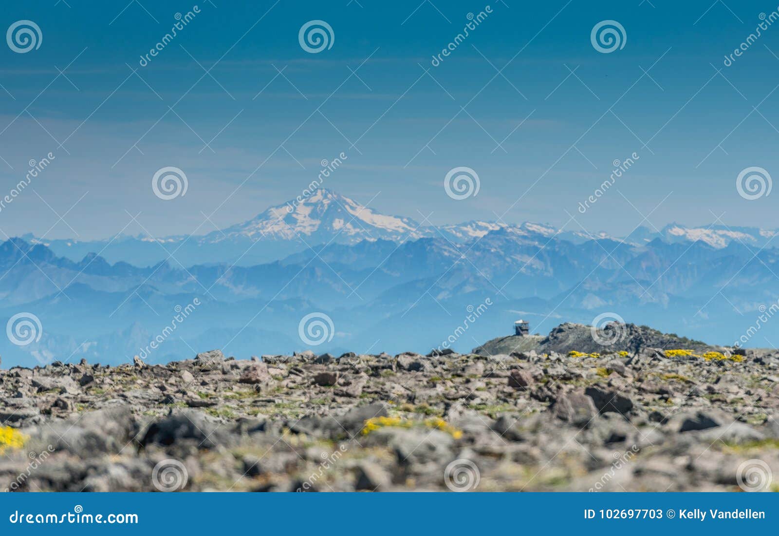 Fire Tower Stands on Ridge in Mount Rainier Stock Image - Image of ...
