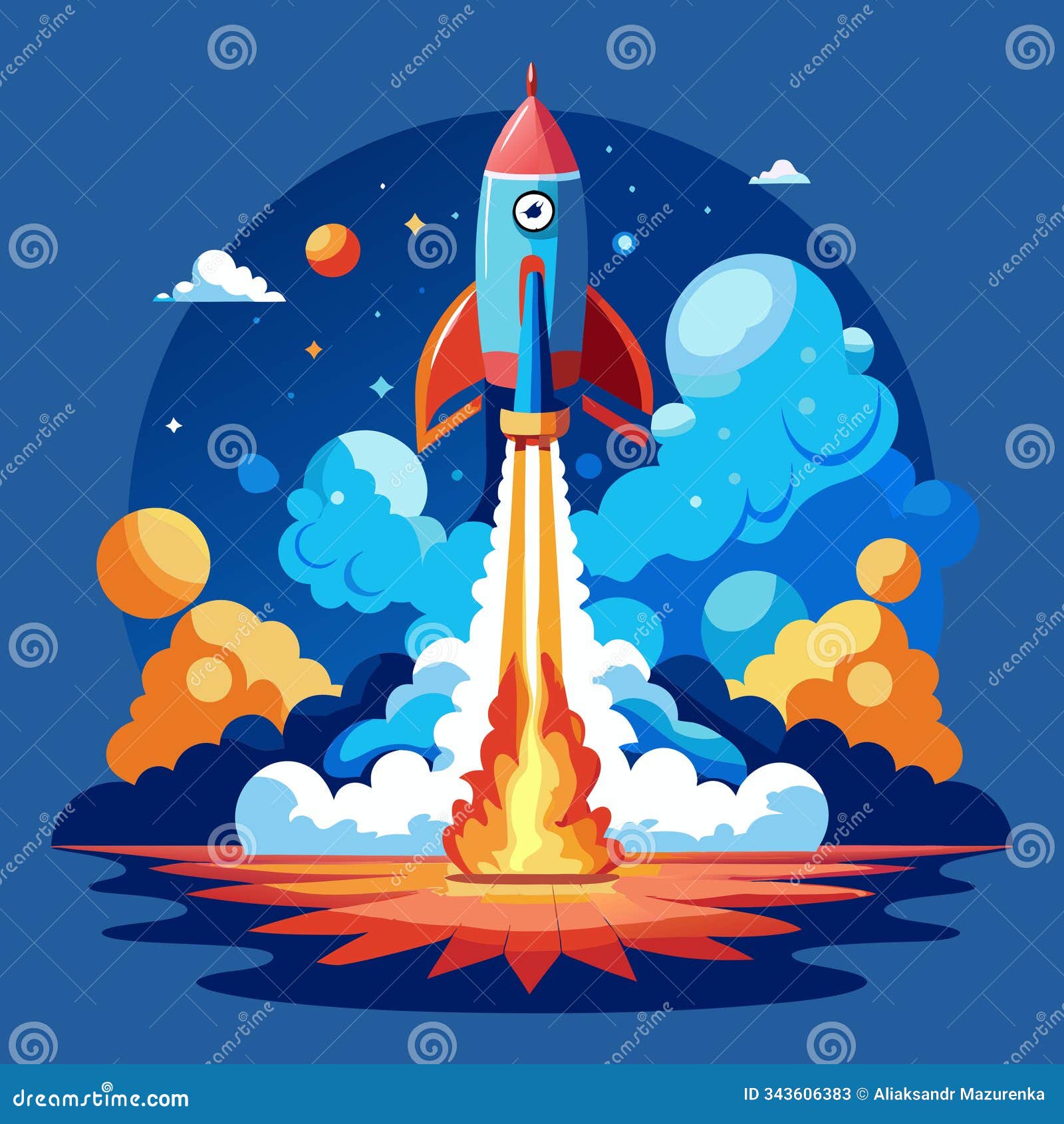 Fire Trail with Smoke of Rocket, Space Ship or Jet Launch. Blast Effect ...