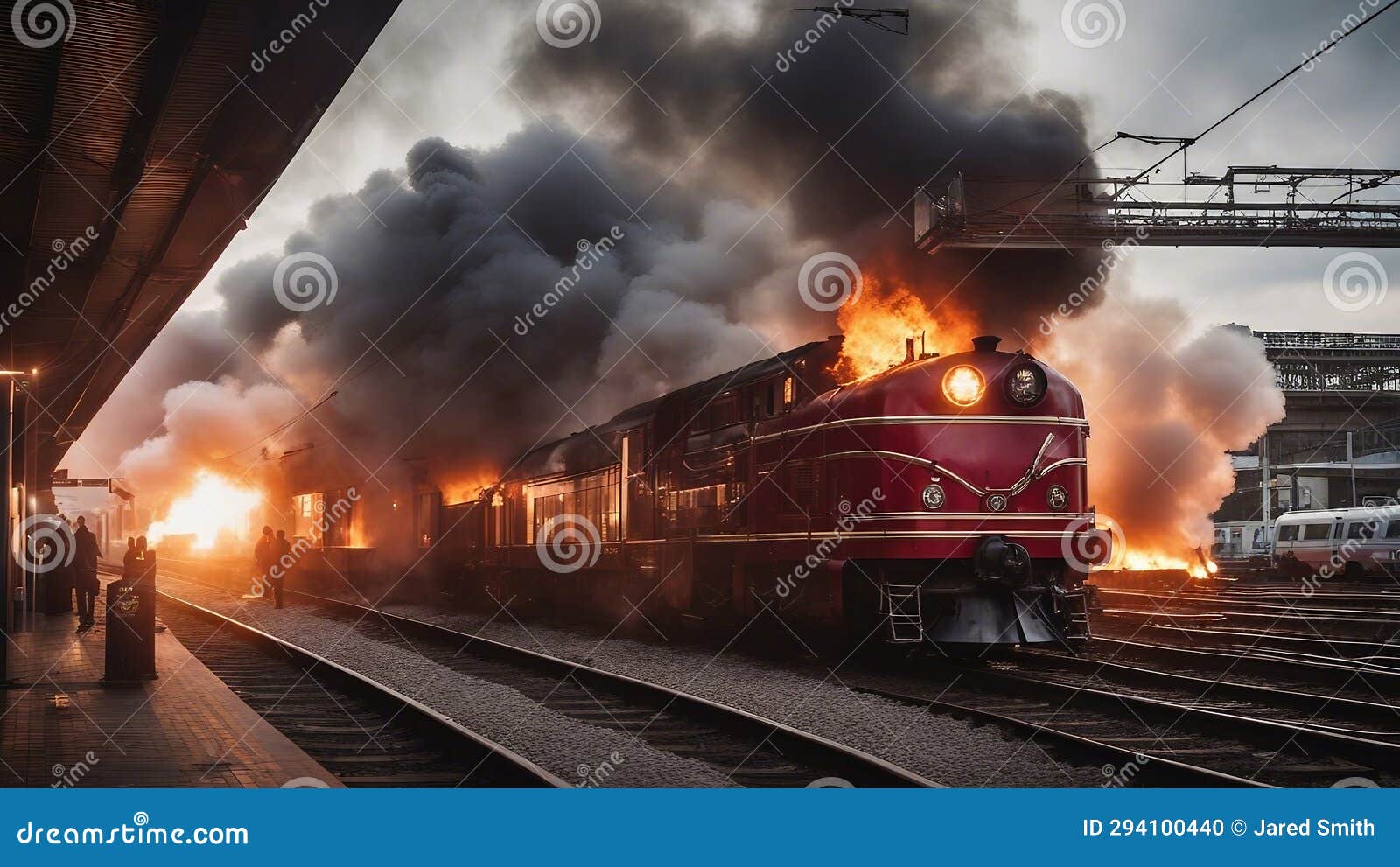 Fire in the Train, _A Burning Ruby Train on Fire, Flames, that Shine at ...