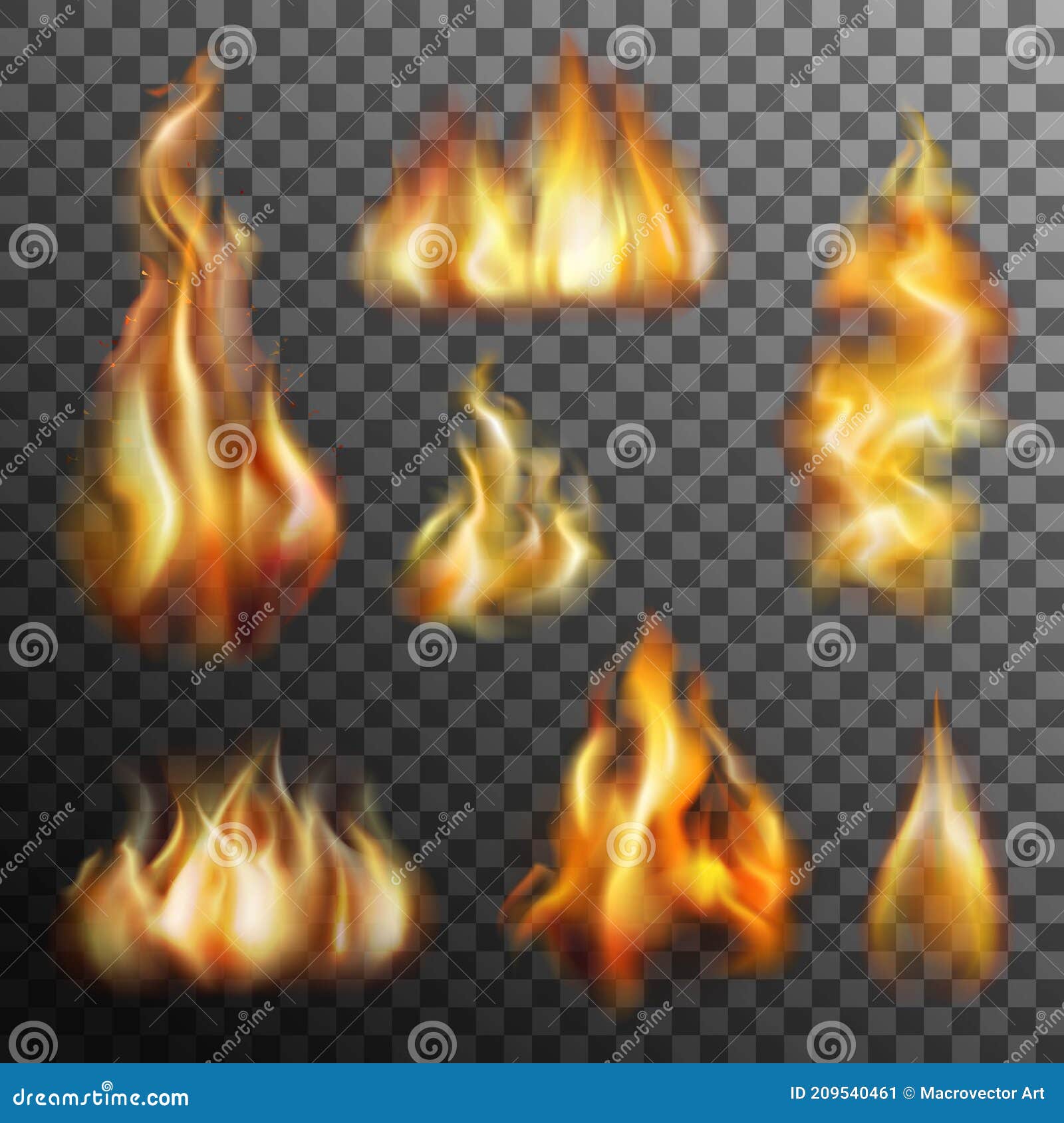 Fire Transparent Set stock vector. Illustration of nature - 209540461