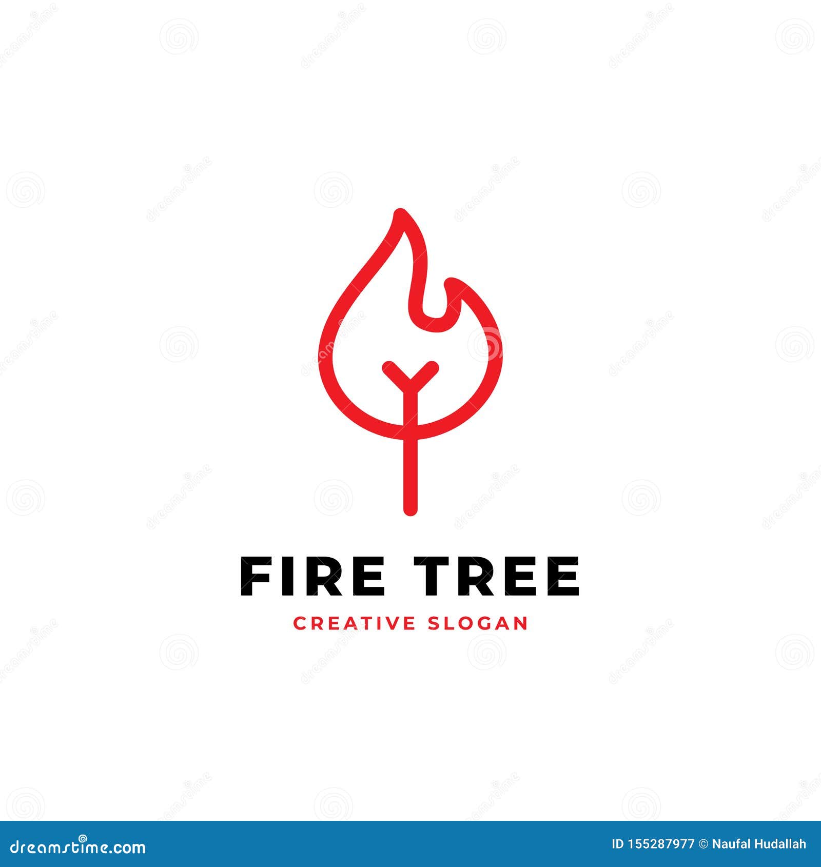 Fire Tree Simple Logo Design Monoline Vector Illustration Stock Vector ...