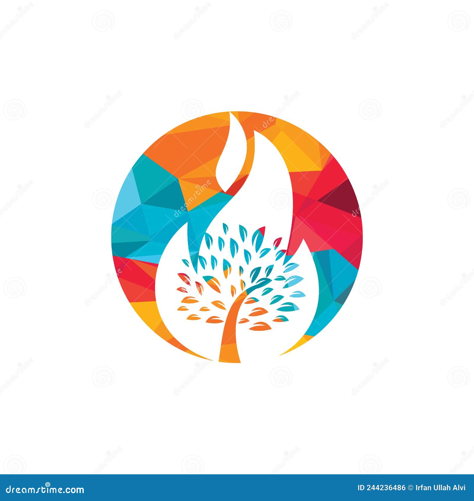 Fire Tree Vector Logo Design Template. Flame Nature Icon Logo Concept ...