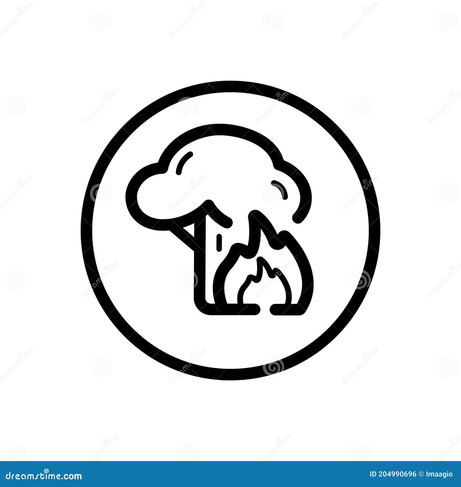 Fire and Tree. Weather Icon in a Circle. Isolated Vector Illustration ...