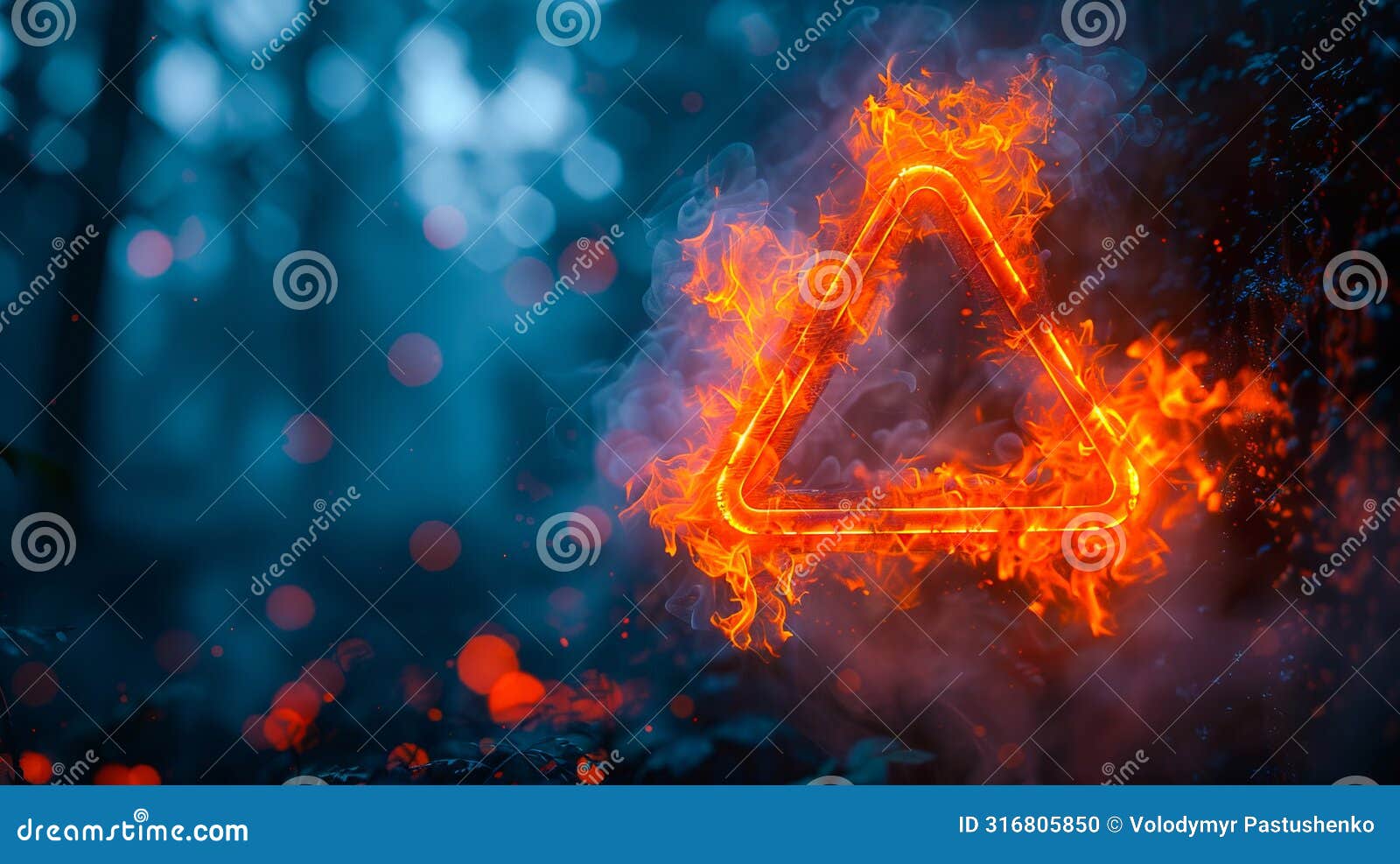 A Fire Triangle in the Middle of a Forest Stock Photo - Image of heat ...