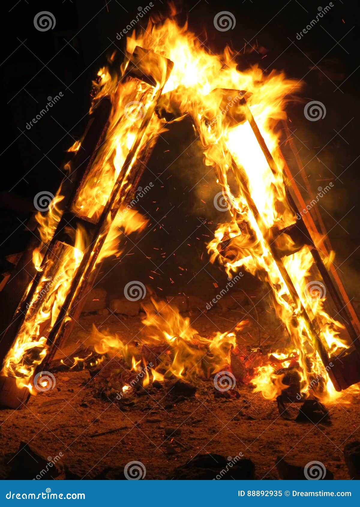 Fire triangle stock image. Image of fire, holiday, raft - 88892935