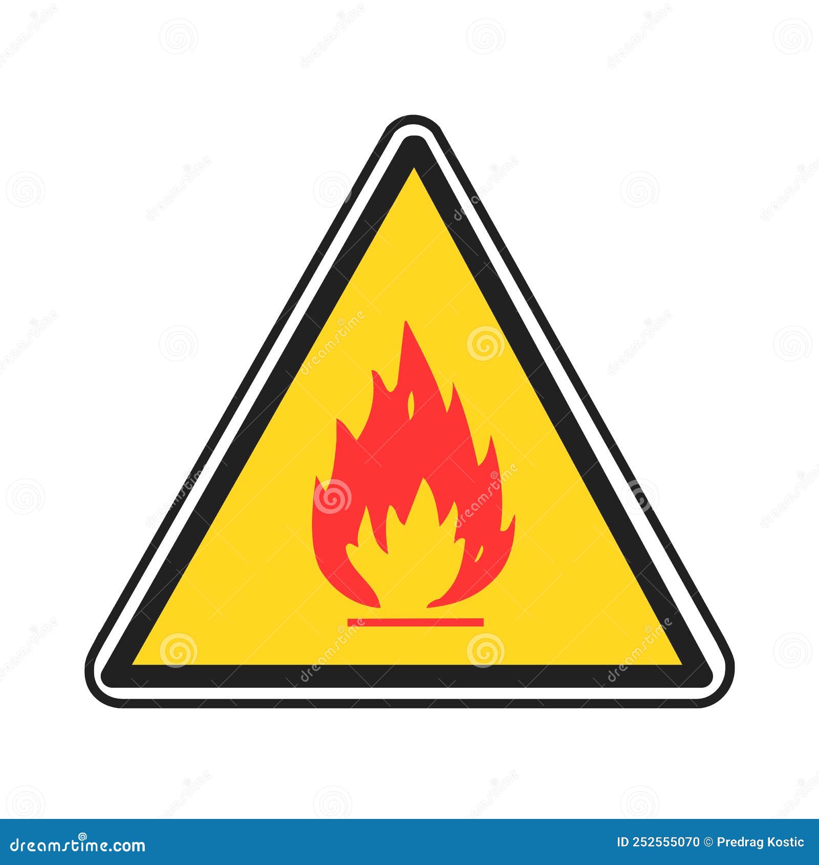 Fire in triangular sign stock illustration. Illustration of light ...