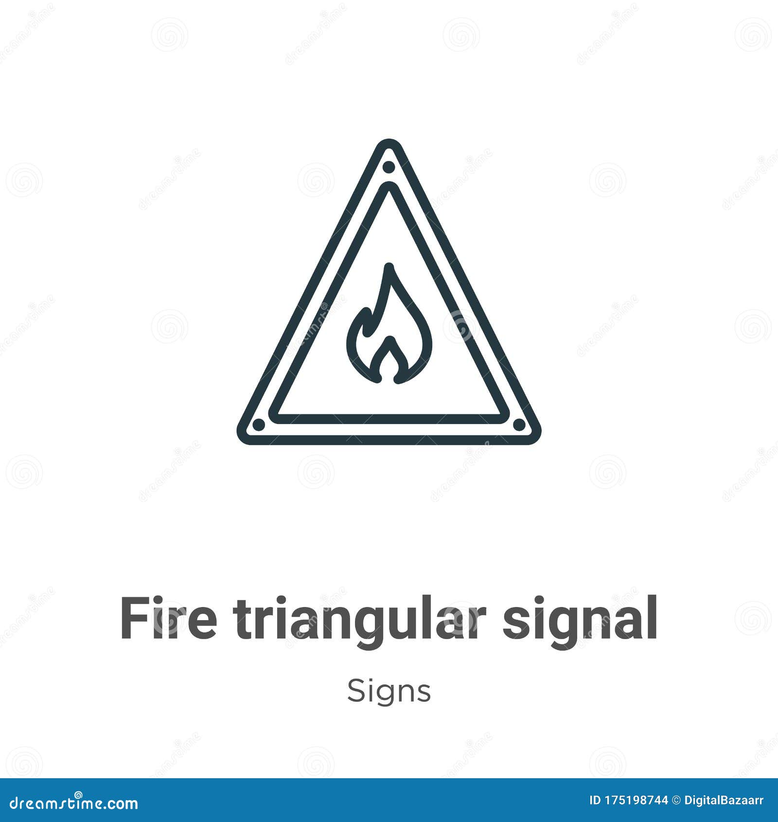 Fire Triangular Signal Outline Vector Icon. Thin Line Black Fire ...