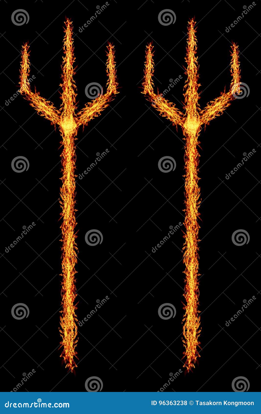 Red Trident Isolated On White Background. Devil, Neptune Trident ...