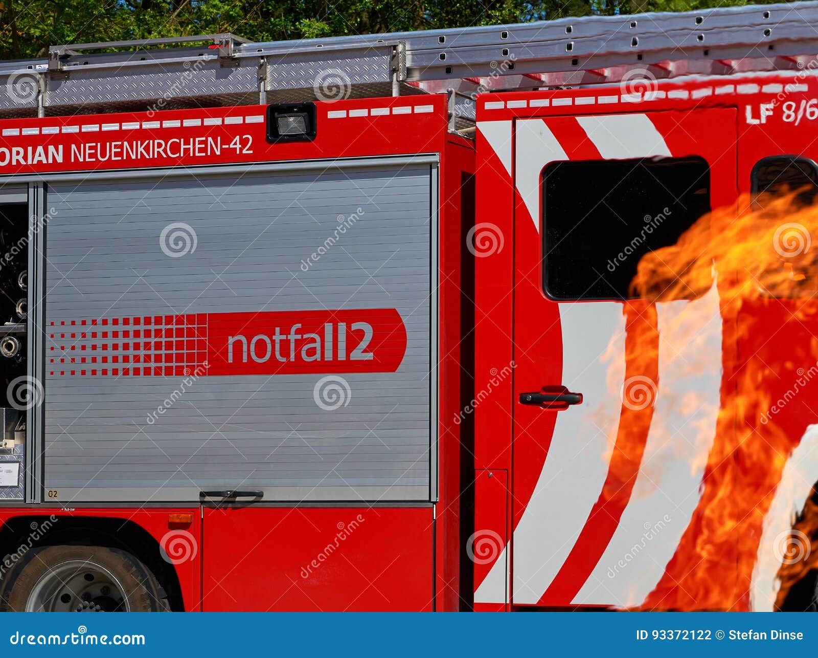 Fire truck in danger editorial photography. Image of fire - 93372122