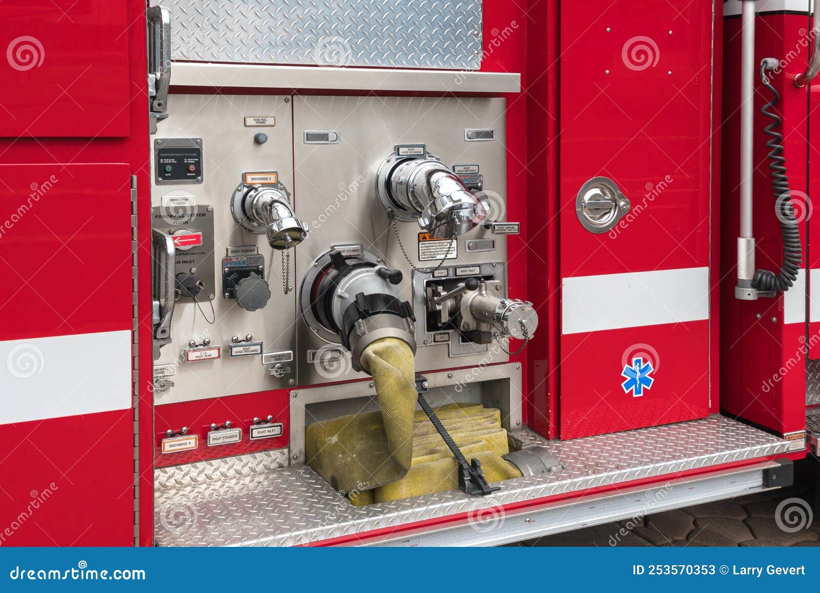 Fire truck details stock image. Image of color, danger - 253570353
