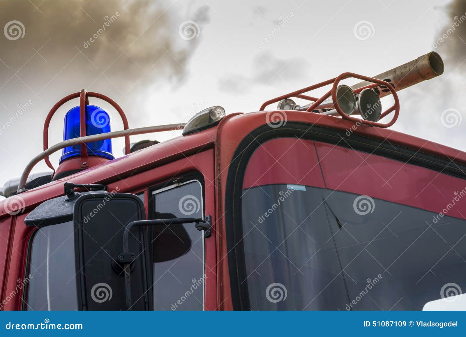 Fire Truck Fighting with Fire. Stock Image - Image of hose, danger ...