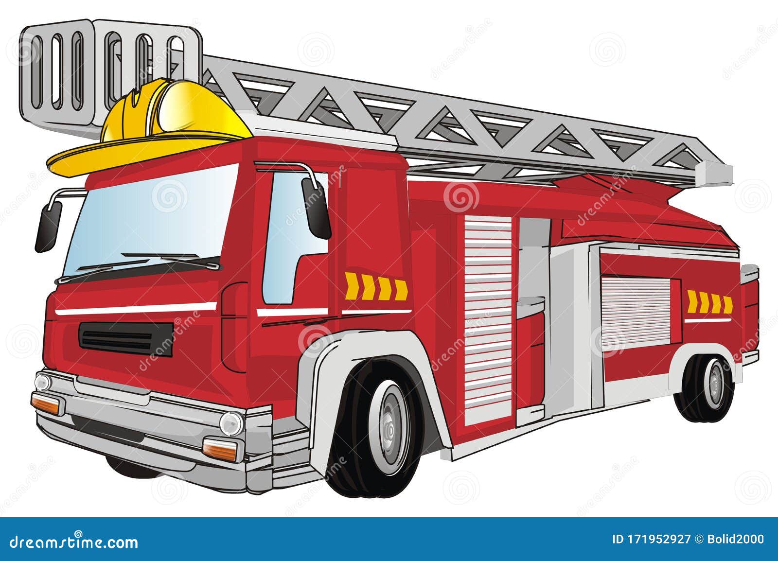 Fire truck and helmet stock illustration. Illustration of conventional ...