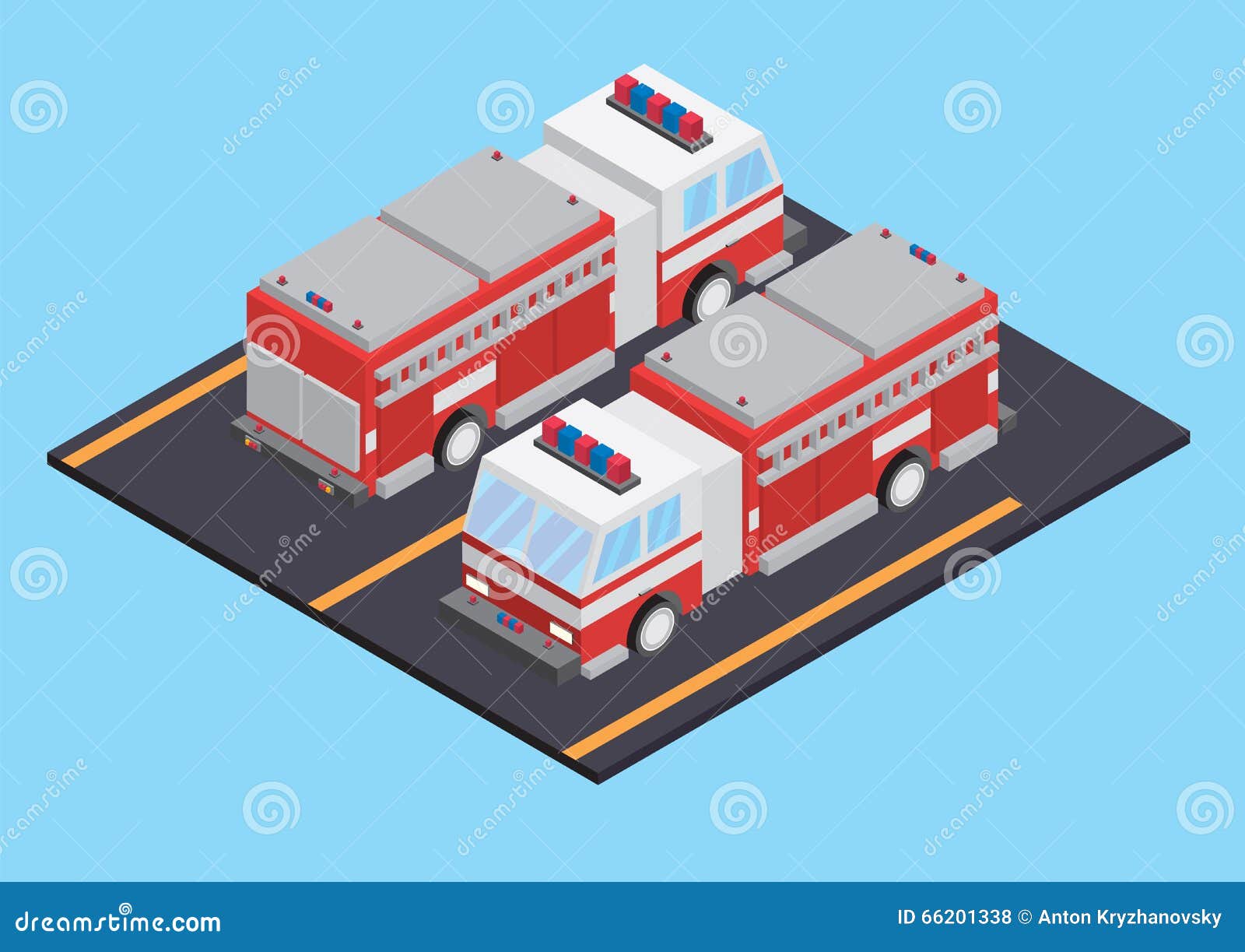 Fire truck isometric stock vector. Illustration of save - 66201338