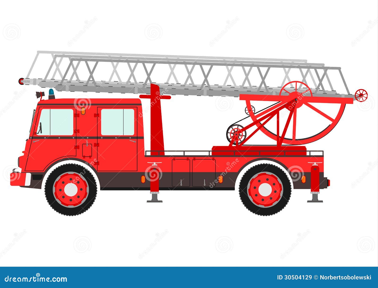 Fire Truck With A Ladder. Cartoon Vector | CartoonDealer.com #30504129
