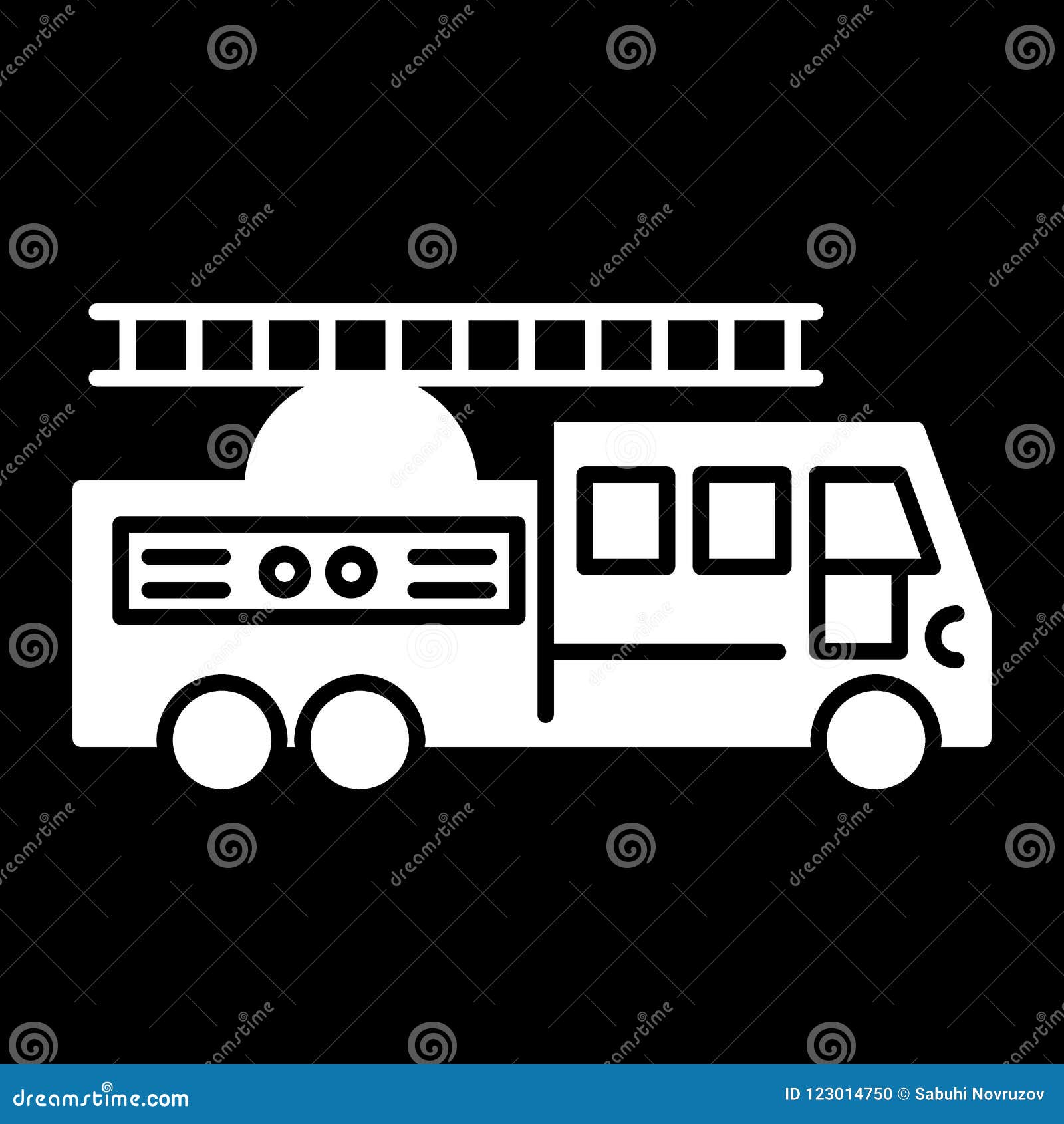 Fire Truck with Ladder Solid Icon. Vector Illustration Isolated on ... Fire Truck with Ladder Solid Icon. Vector Illustration Isolated on ...