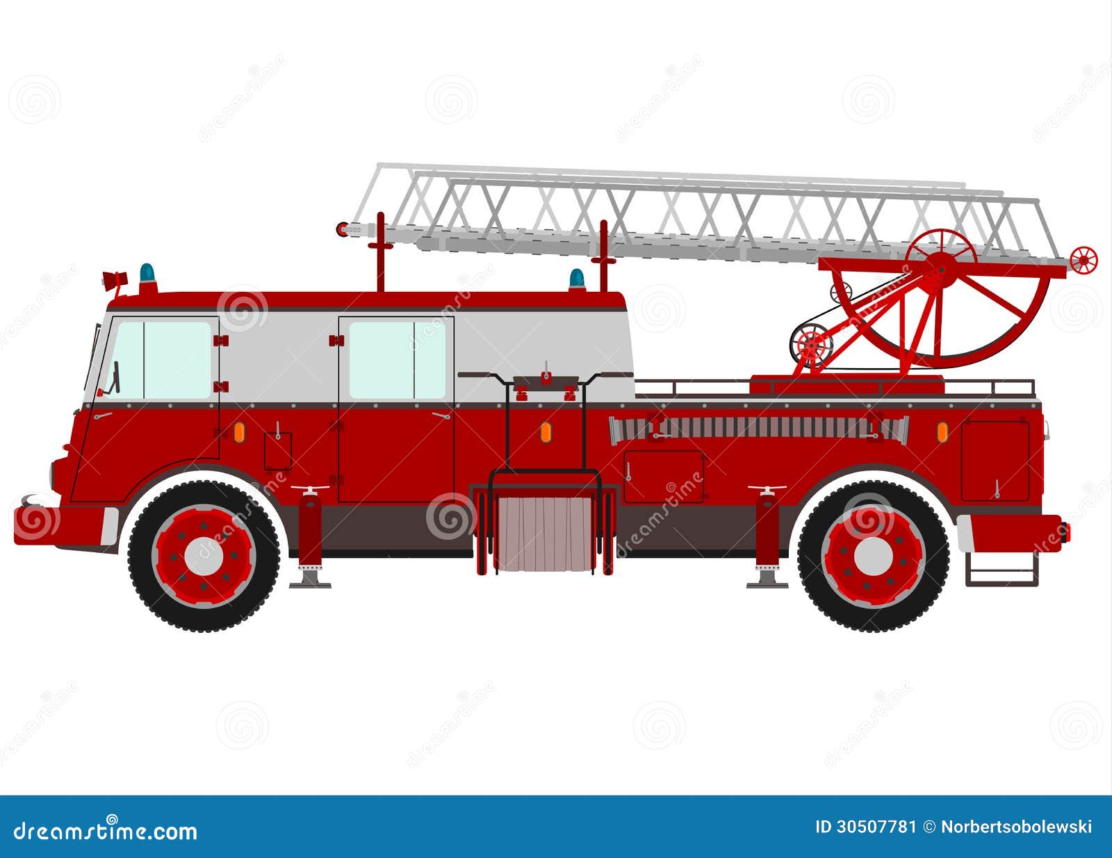 Fire Truck With A Ladder. Cartoon Vector | CartoonDealer.com #30507781