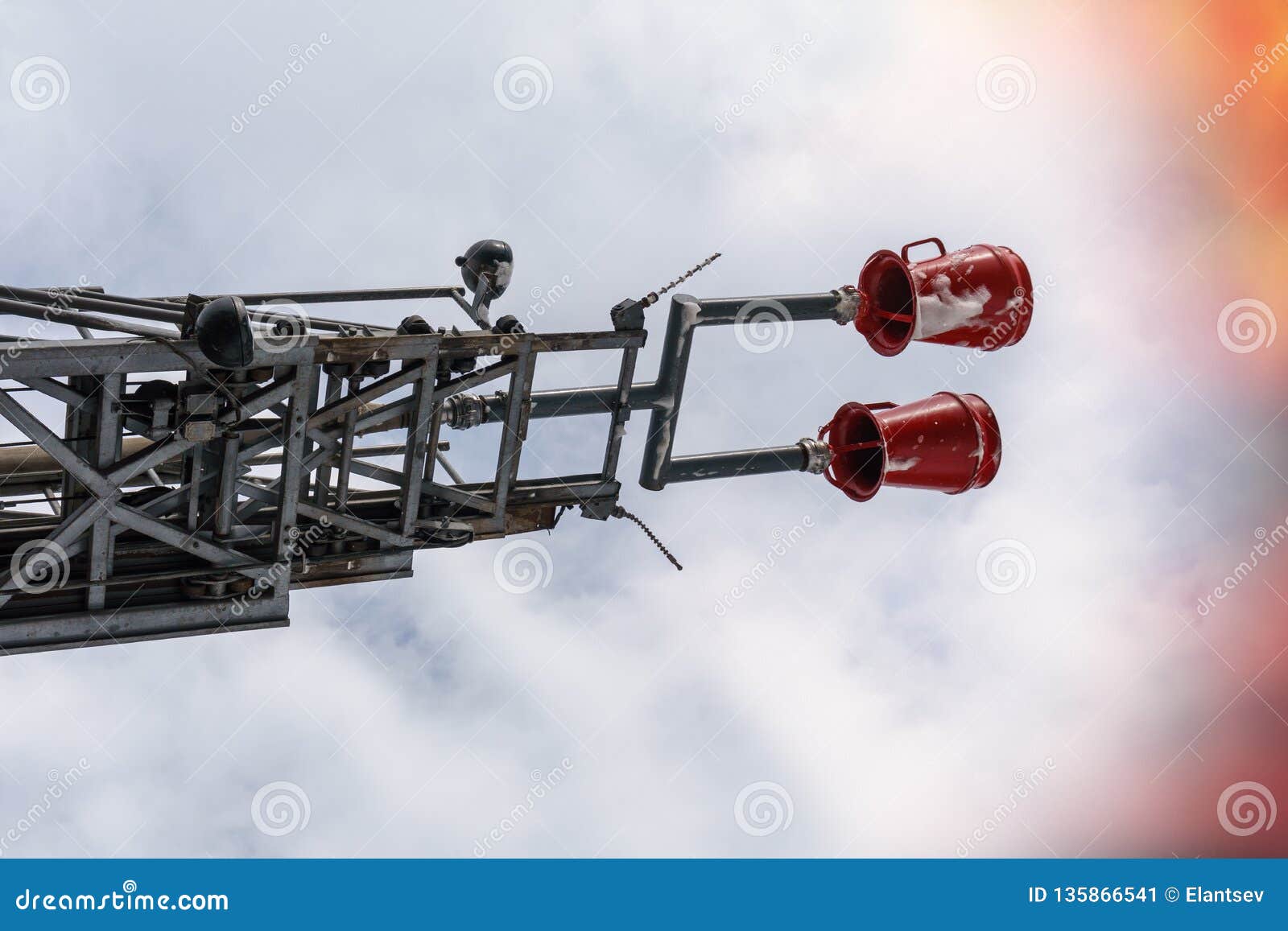 Fire Truck with a Long Ladder Bottom View Stock Image - Image of ...