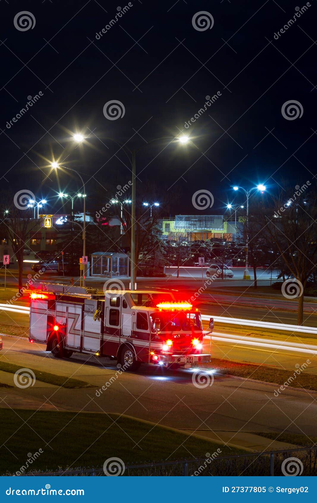 Fire truck at night stock image. Image of construction - 27377805